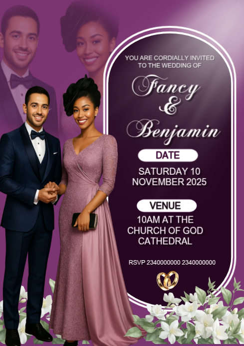 Modèle Elegant Luxury Wedding Invitation Template | Modern Couple Design Editable Wedding Card ...